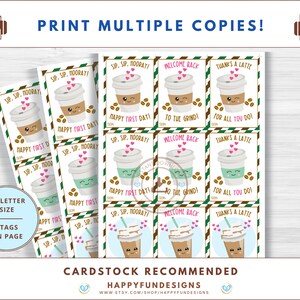 Teacher Appreciation Coffee Gift Tags Printable, Thanks a Latte, Sip ...