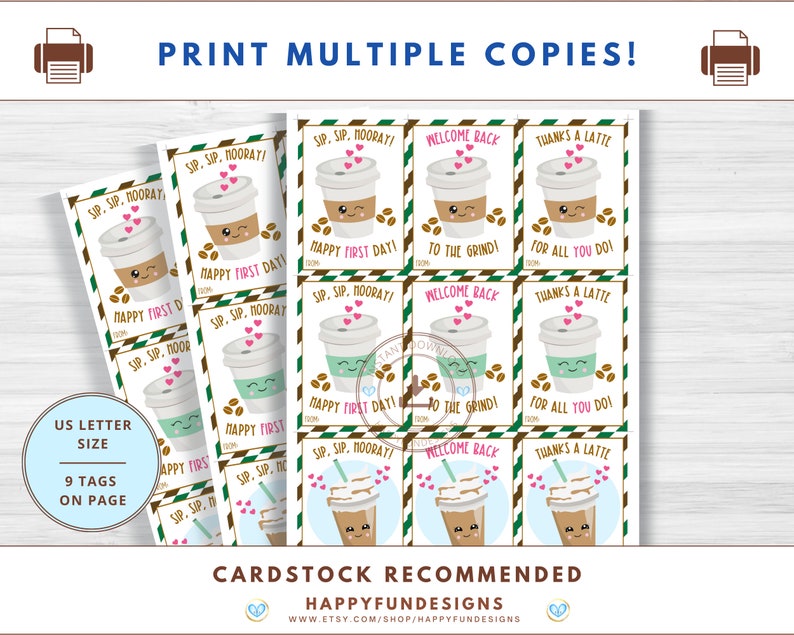 Teacher Appreciation Coffee Gift Tags Printable Thanks a - Etsy