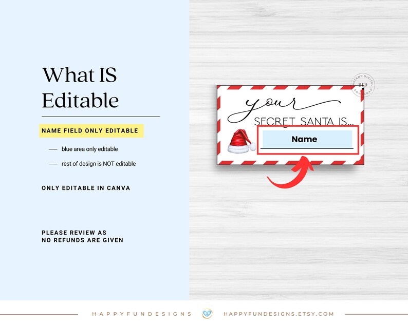Editable Secret Santa Name Draw Cards Printable, Office Secret Santa ...