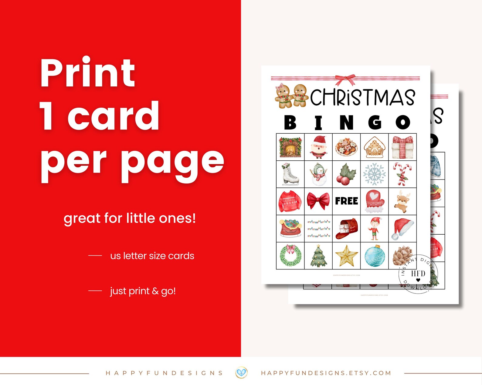 Christmas Classroom Bingo Game Printable, Christmas Eve Game, Xmas ...