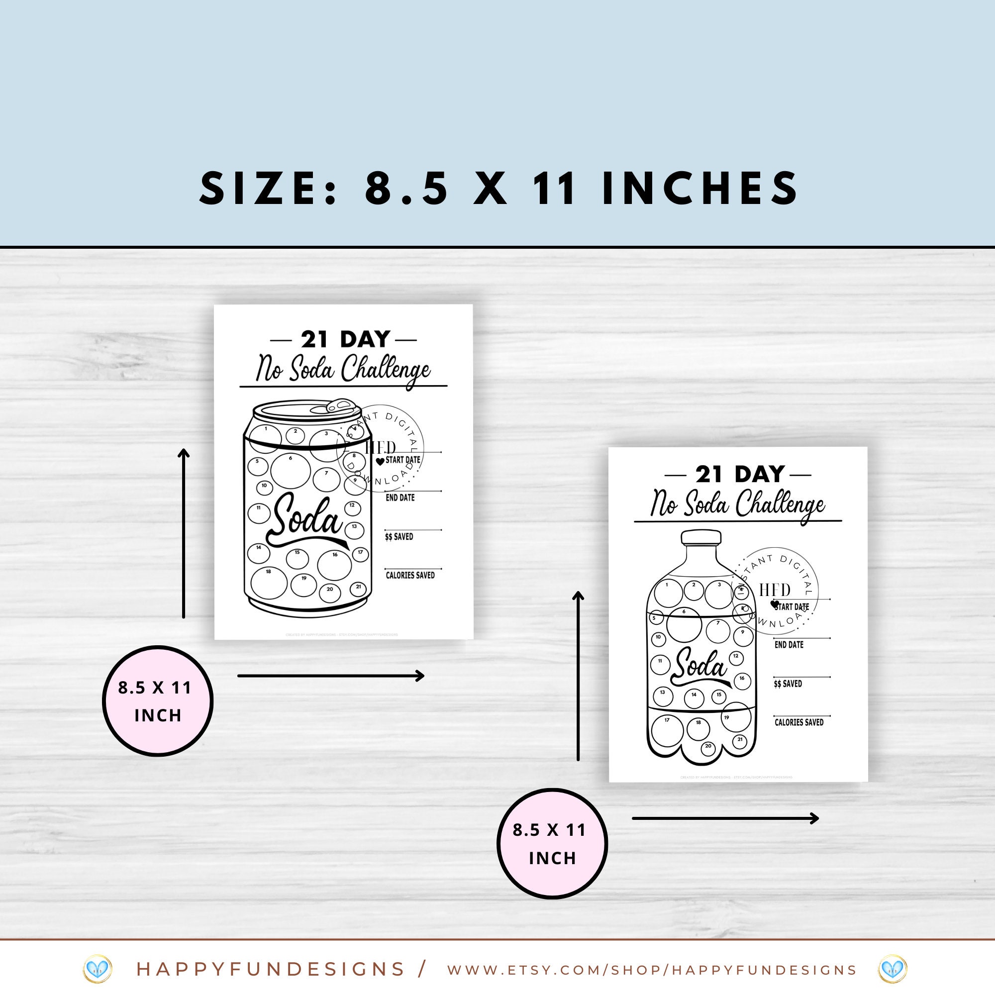 21 Day No Soda Challenge Tracker, Health Challenge, Habit Tracker ...