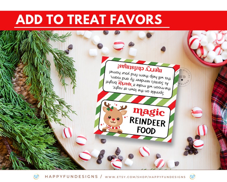Reindeer Food Bag Topper, Magic Reindeer Food Printable Santa Reindeer ...