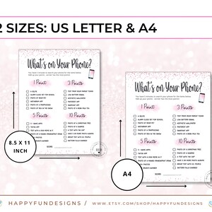 What's on Your Phone Game Printable Party Game for Teen Birthday Trivia ...