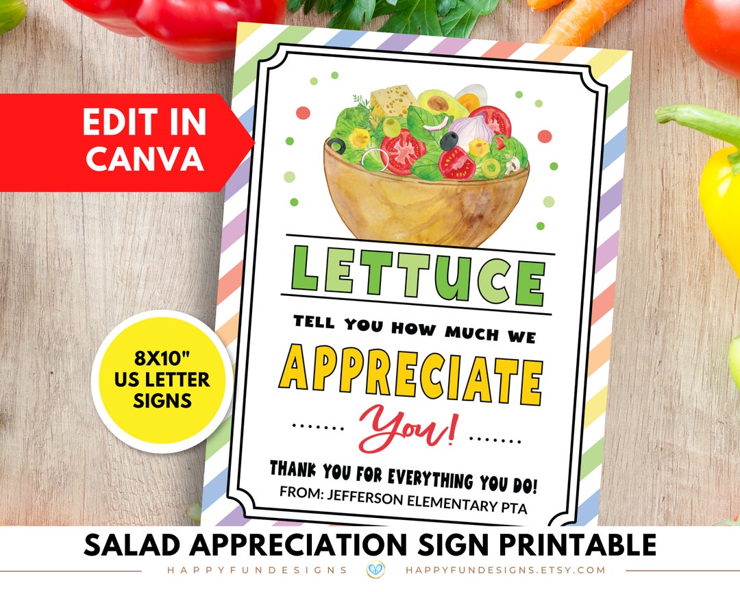 Editable Salad Bar for Teacher Appreciation Printable Salad ...
