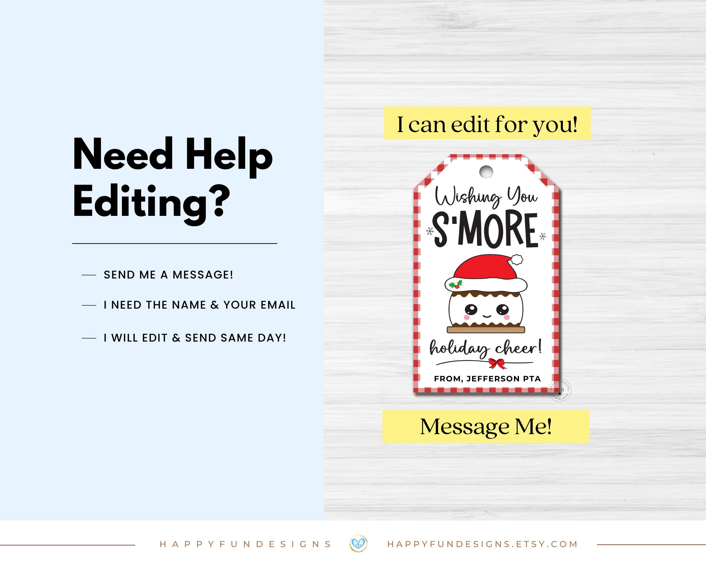 Christmas Smore Tag Printable, Wishing You Smore Holiday Cheer, Teacher ...