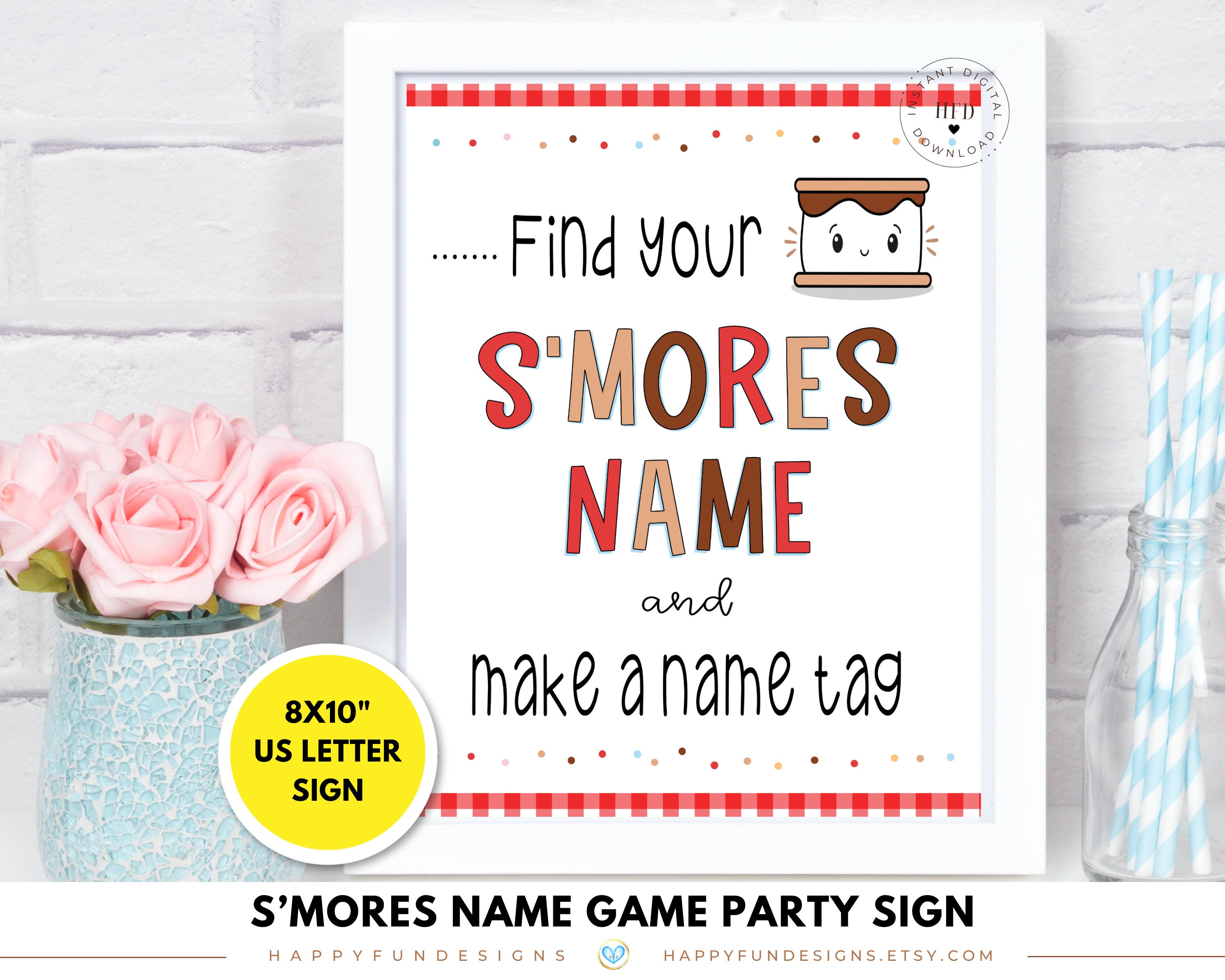 Whats Your Smores Name Game Kit Printable Kids Backyard Camping Smores ...