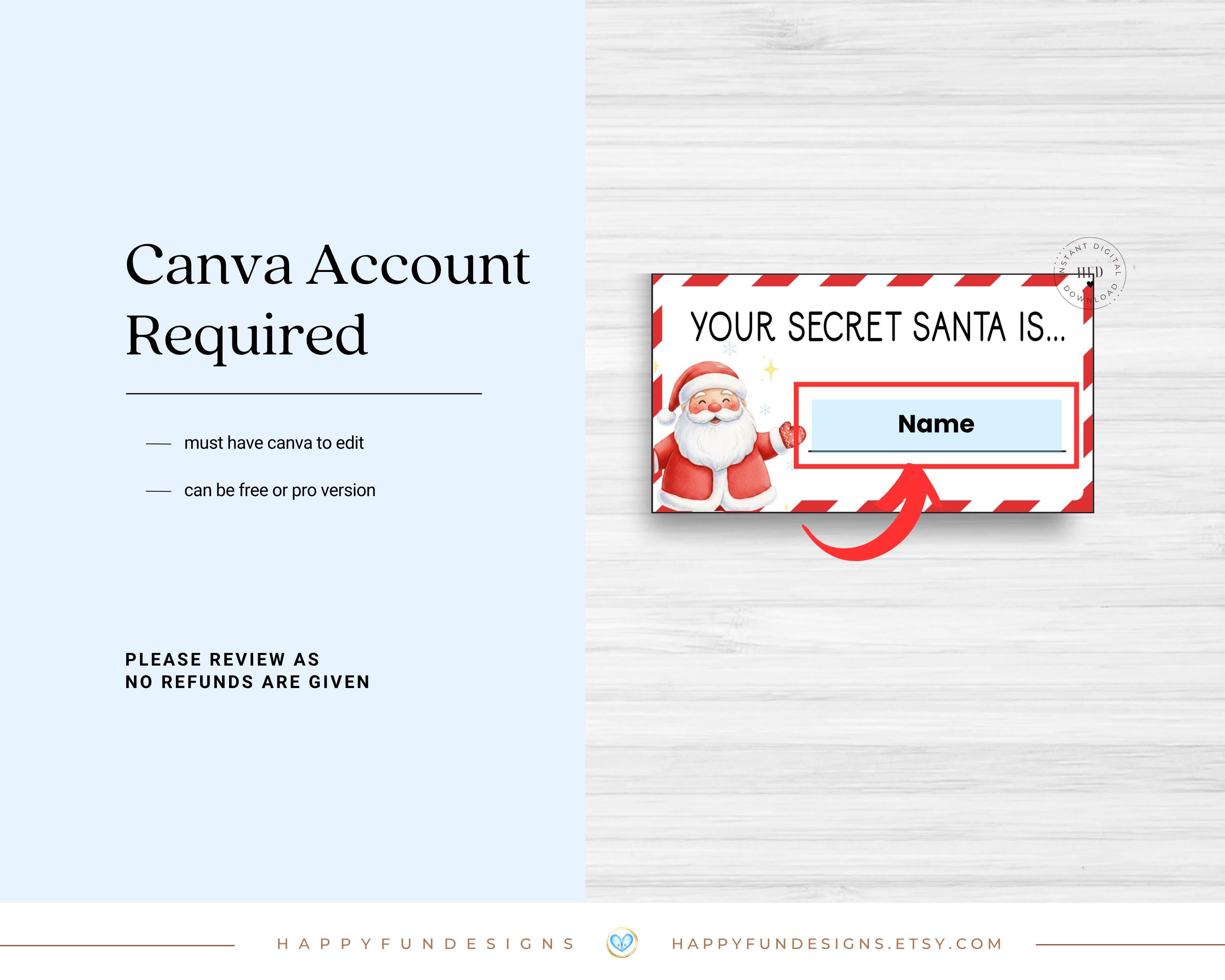 Editable Secret Santa Name Draw Cards Printable, Office Secret Santa ...