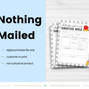 Substitute Teacher Note Template Editable, While You Were Away ...