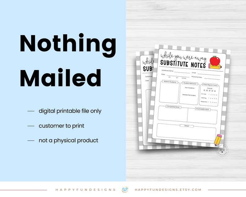 Substitute Teacher Note Template Editable, While You Were Away ...