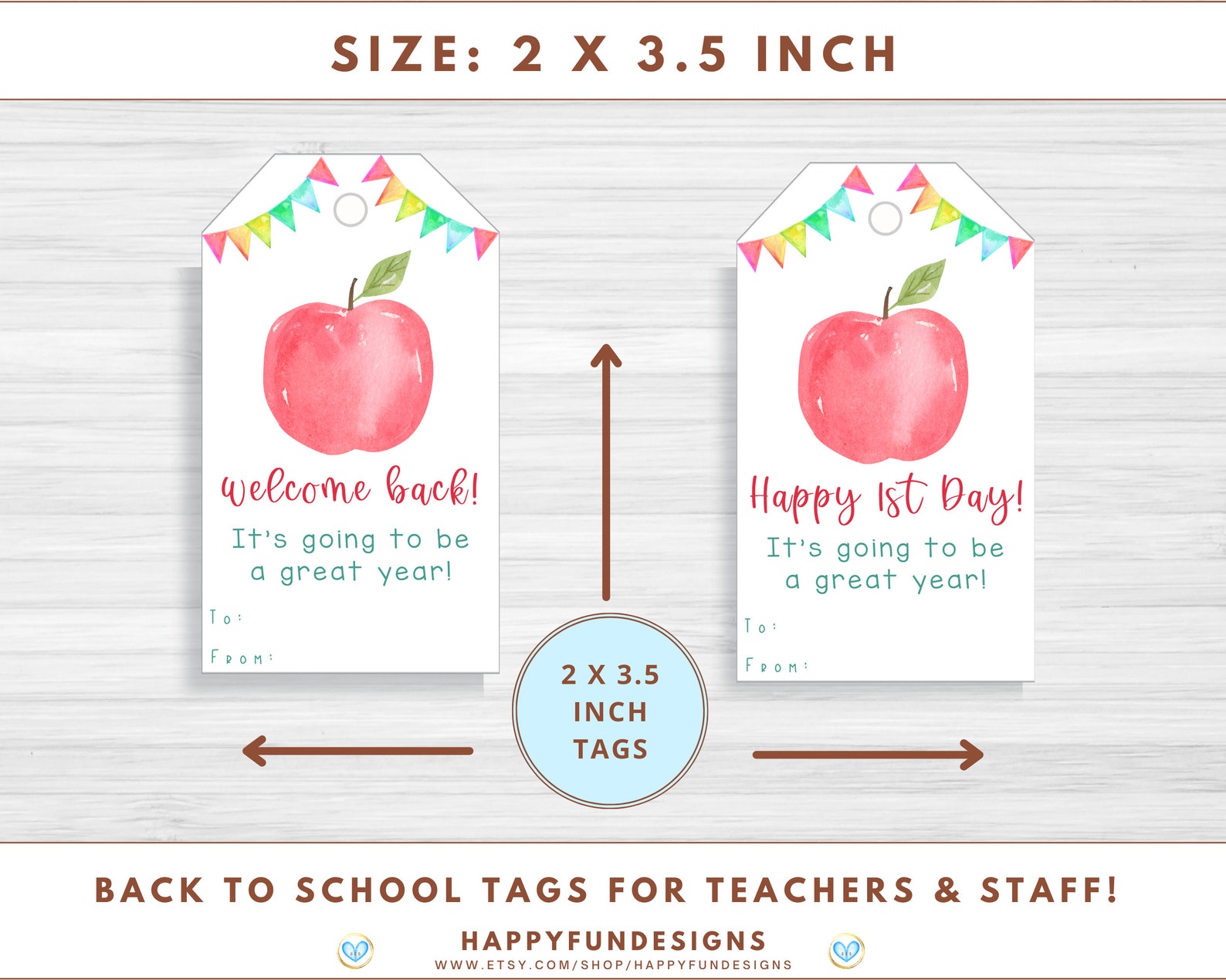 Apple Gift Tags for Teachers Happy 1st Day of School - Etsy