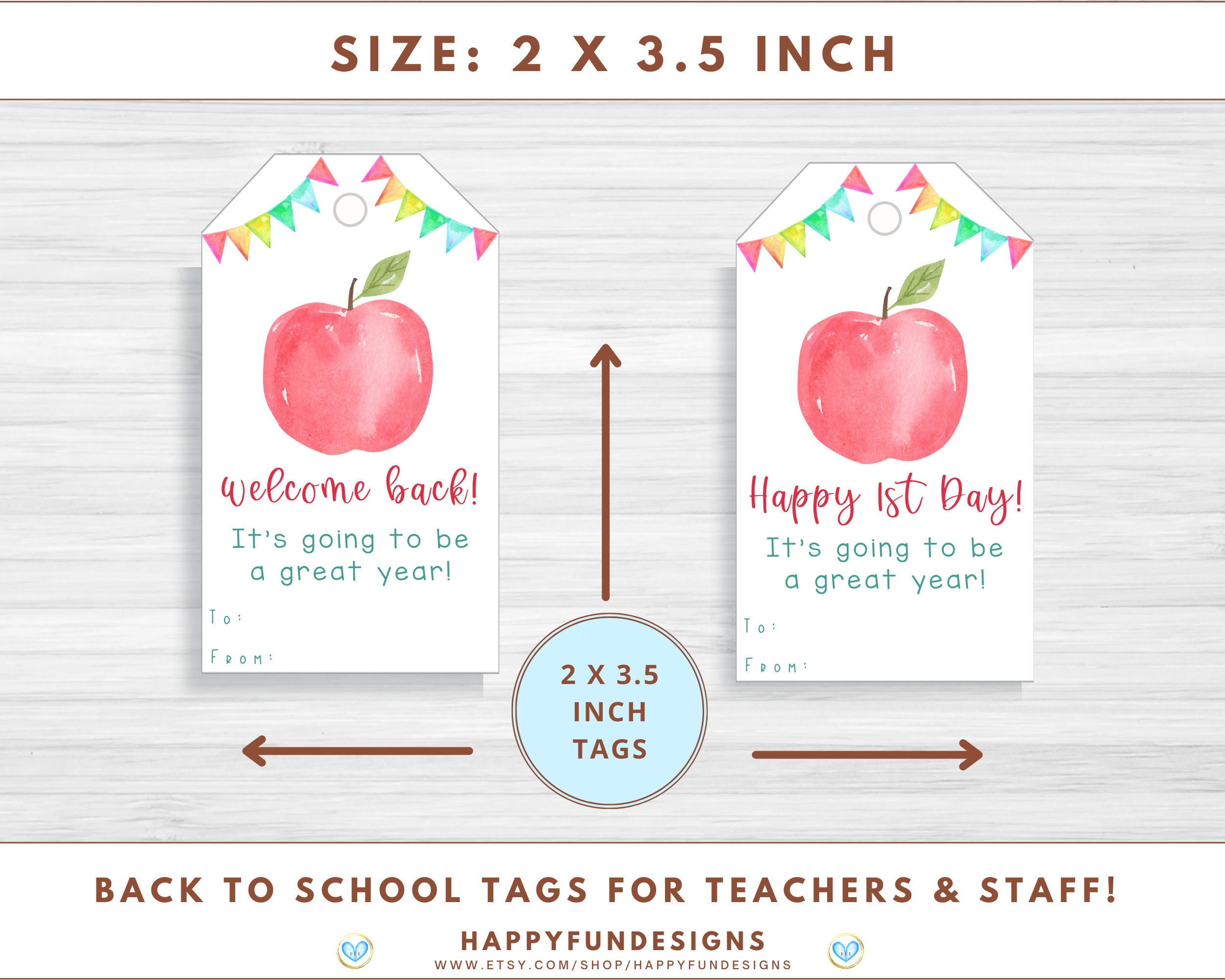 Apple Gift Tags for Teachers Happy 1st Day of School | Etsy