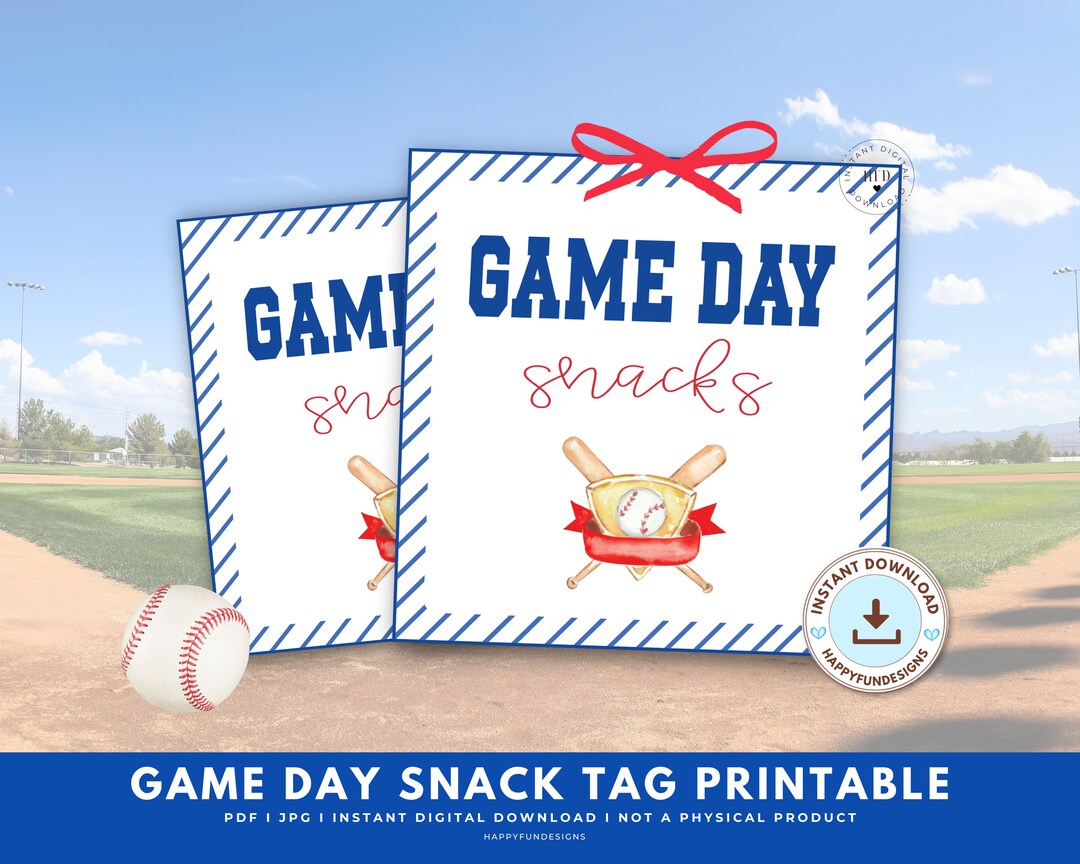 Baseball Snack Bag Tags Printable, Baseball Concessions Snack Tags ...