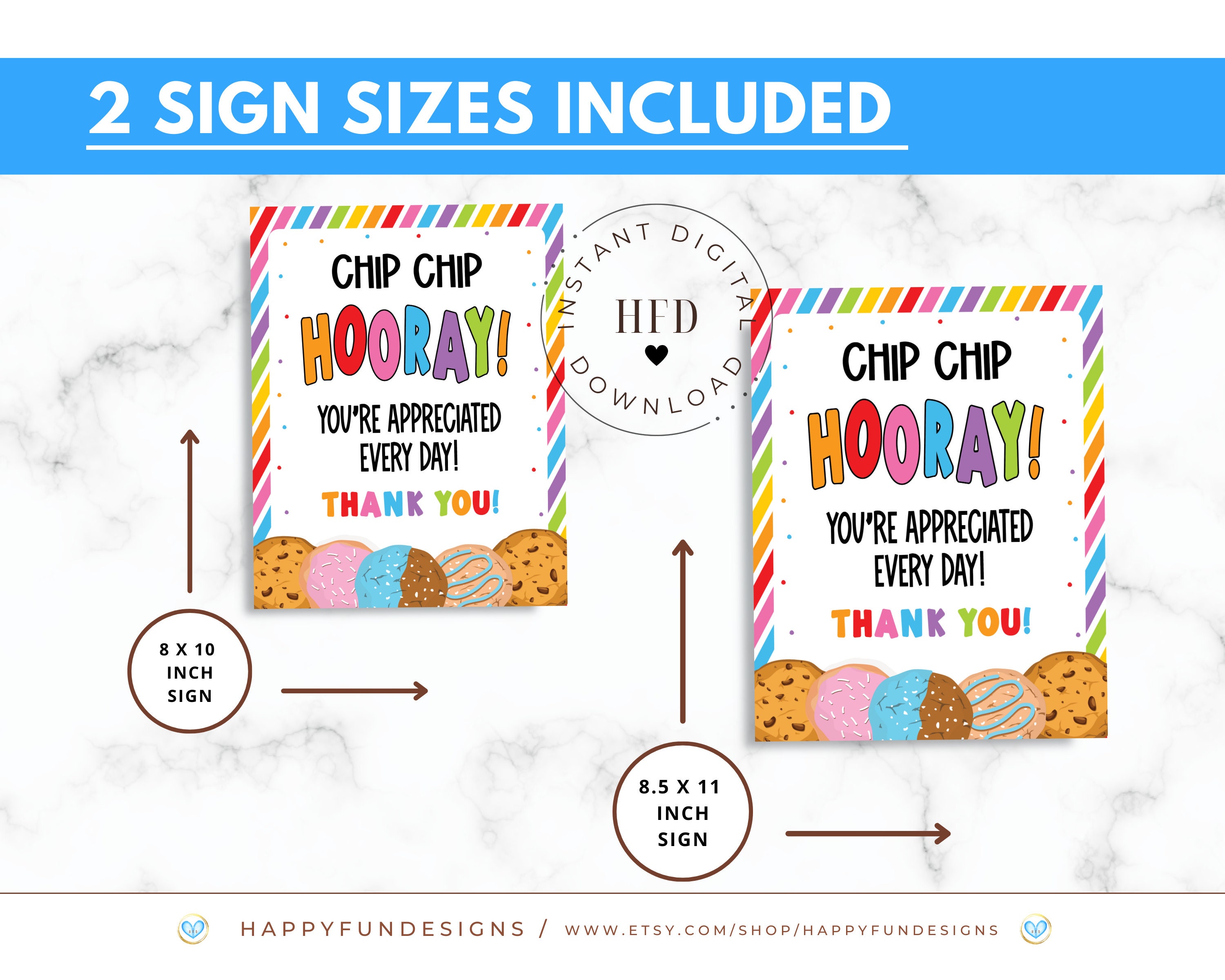 Chip Chip Hooray Sign Printable Cookie Appreciation Teacher - Etsy