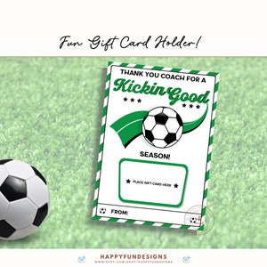 Soccer Coach Thank You Gift Card Holder Printable, Soccer Team Gift ...