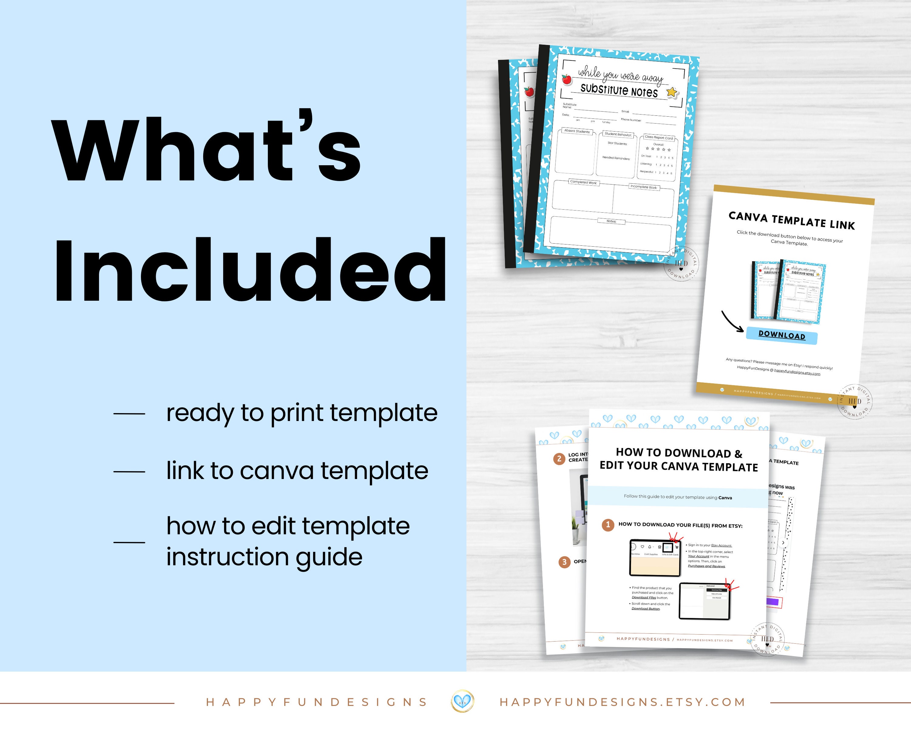 Substitute Teacher Note Template Editable, While You Were Away ...