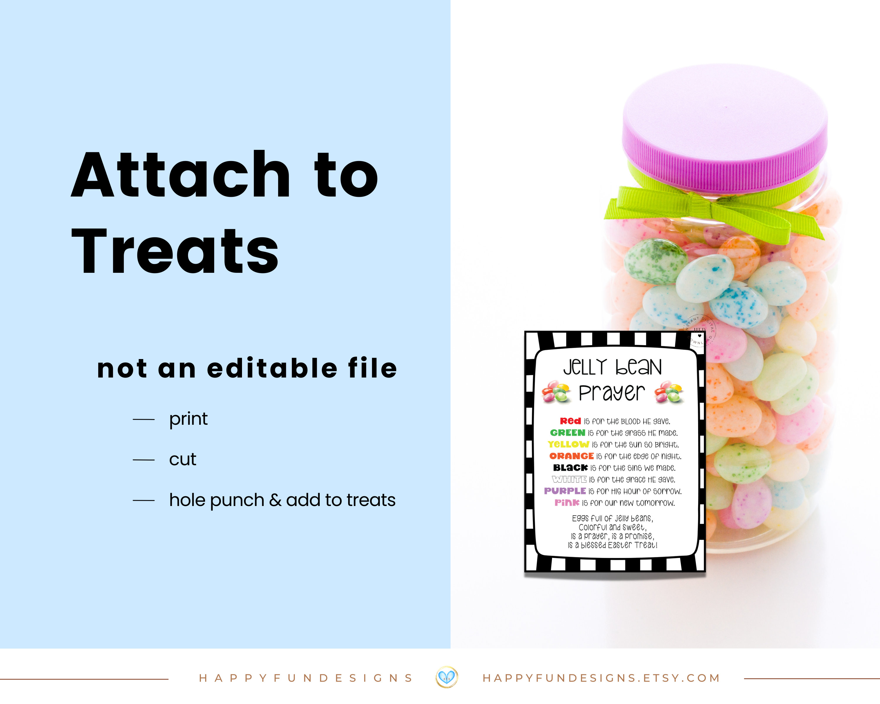 Jelly Bean Prayer Poem Tag Printable, Christian Easter Basket Filler ...