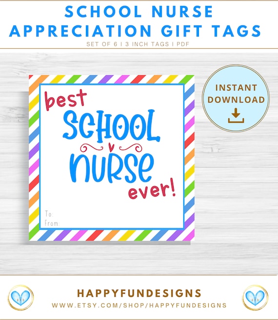 School Nurse Appreciation Gift Tags Printable Best School - Etsy