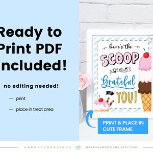 Editable Ice Cream Heres the Scoop Teacher Nurse Appreciation Week ...