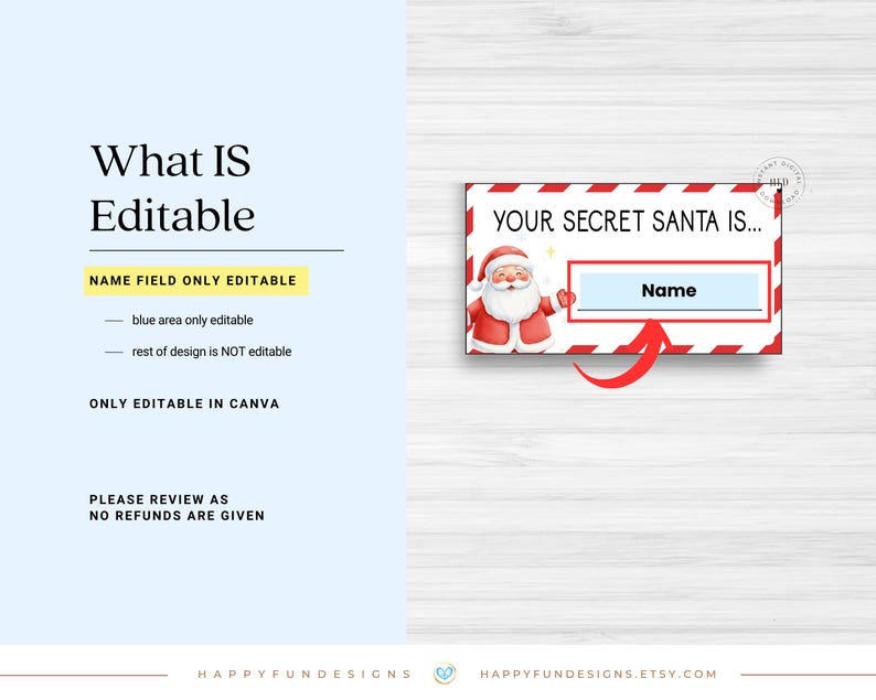 Editable Secret Santa Name Draw Cards Printable, Office Secret Santa ...