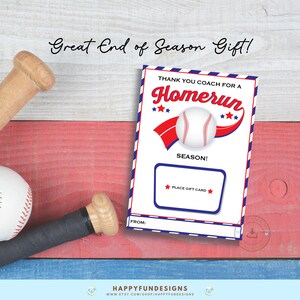 Baseball Coach Gift Card Holder Printable, Baseball Team Gift for Coach ...