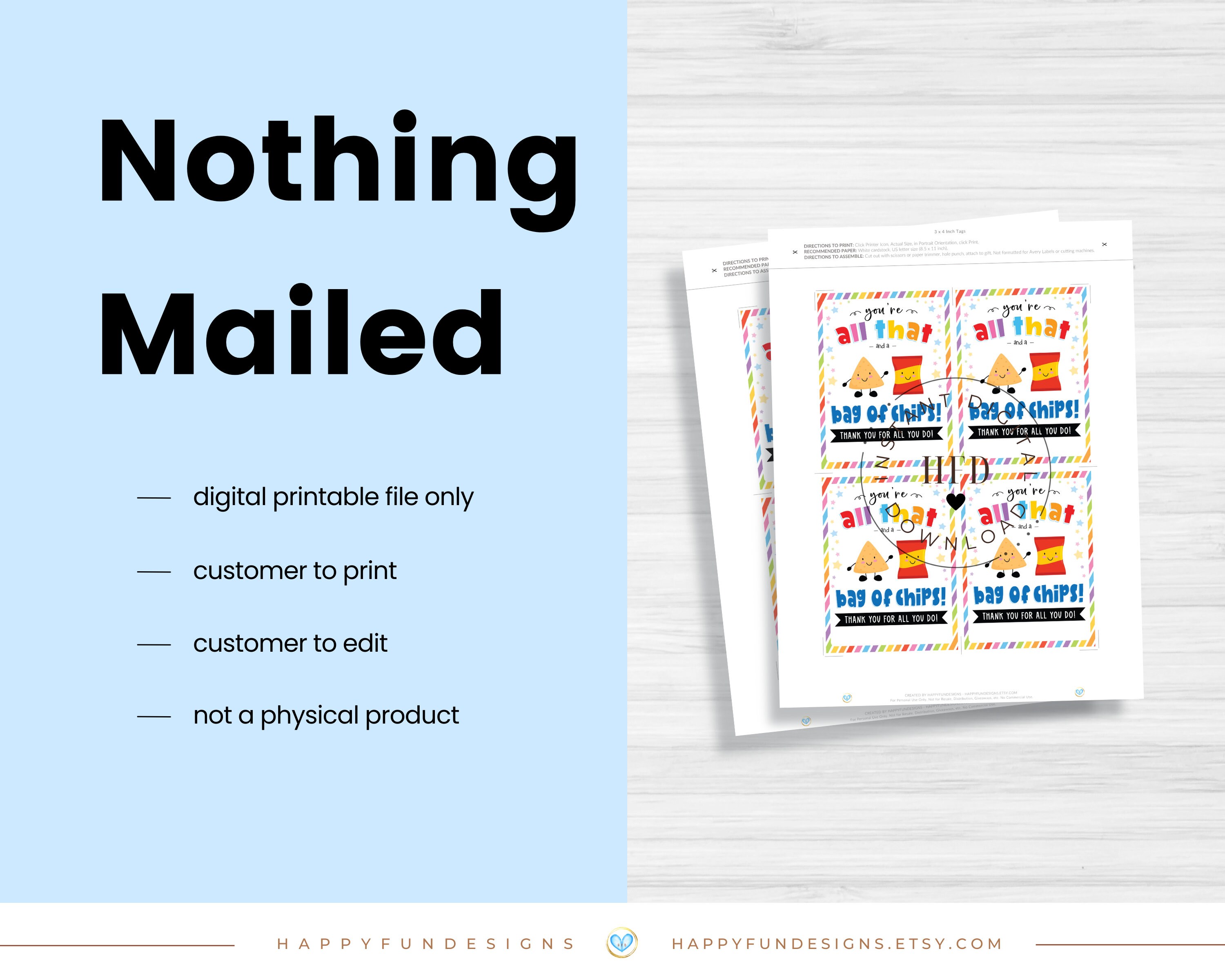 Editable All That and A Bag of Chips Appreciation Tag Printable, Snack ...