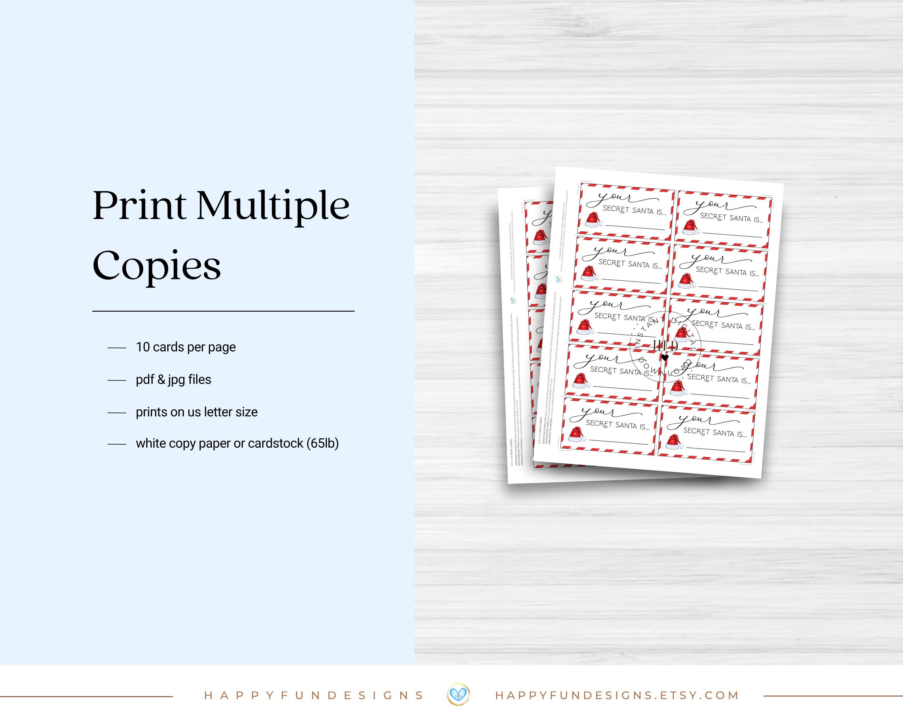 Editable Secret Santa Name Draw Cards Printable, Office Secret Santa ...