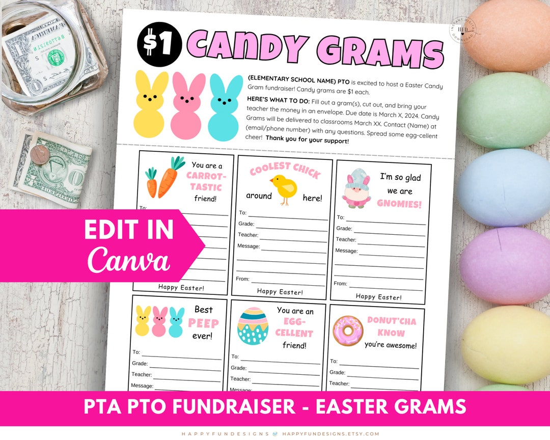 Easter Gram, Easter Bunny Gram Fundraiser, School Spring Candy Gram ...