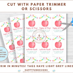 Apple Gift Tags for Teachers, Happy 1st Day of School Printable Tags ...