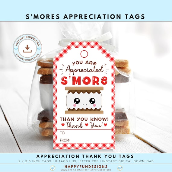 Smores Teacher Appreciation Tag Printable Smores Tags for - Etsy