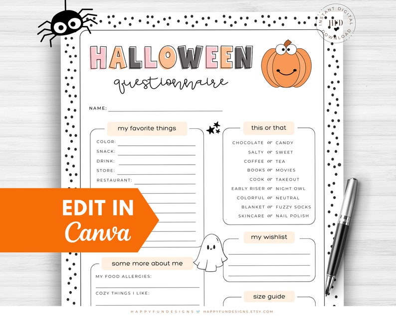 Editable Halloween Questionnaire Boo Buddies Printable, Youve Been ...