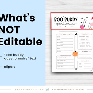 Editable Boo Buddy Questionnaire Printable, Boo Buddies, Youve Been ...