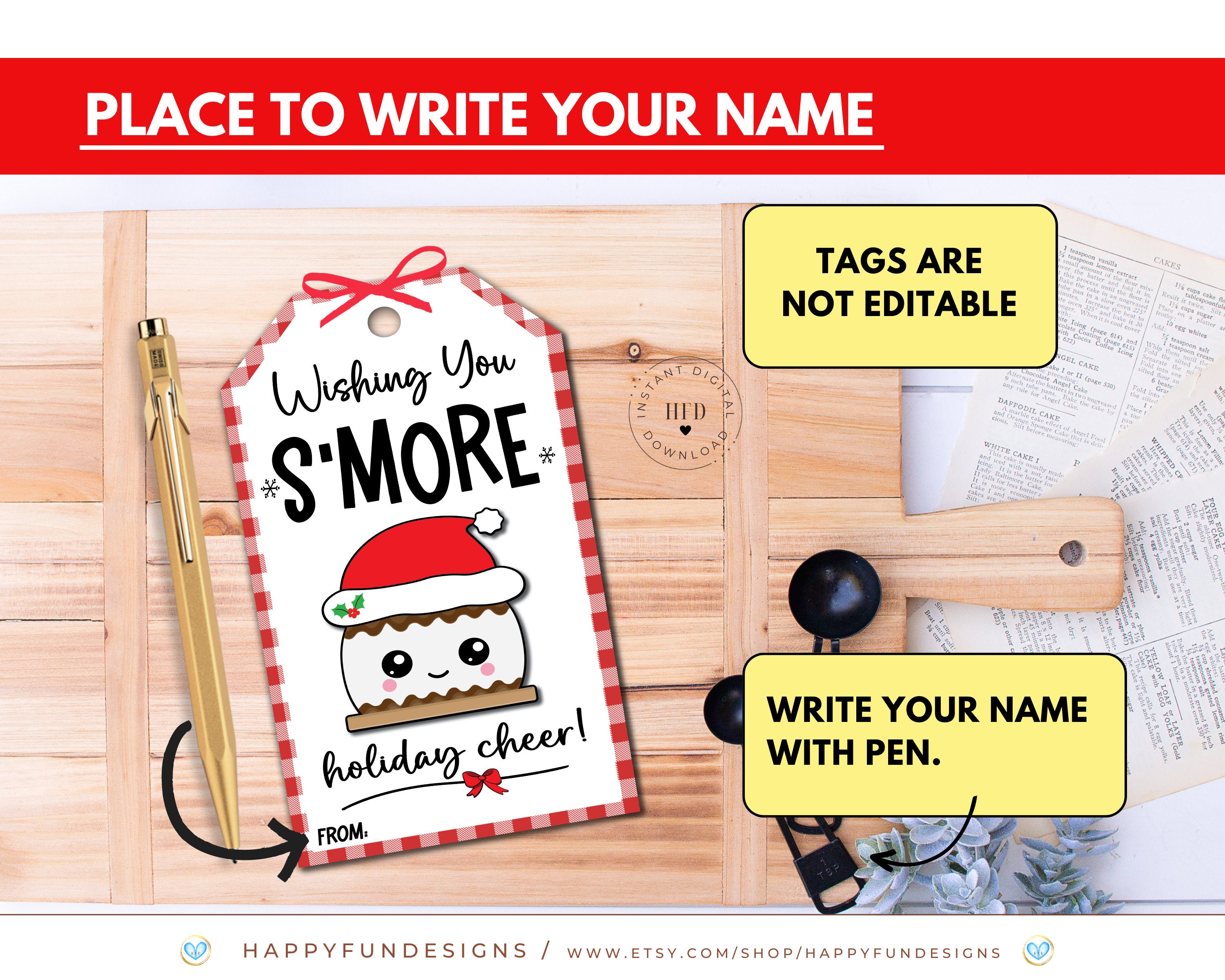 Christmas Smore Tag Printable Wishing You Smore Holiday - Etsy