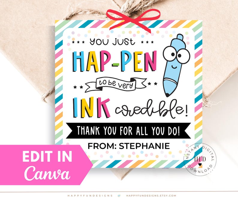 Editable Ink Credible Nurse Teacher Staff Volunteer Pen Appreciation ...