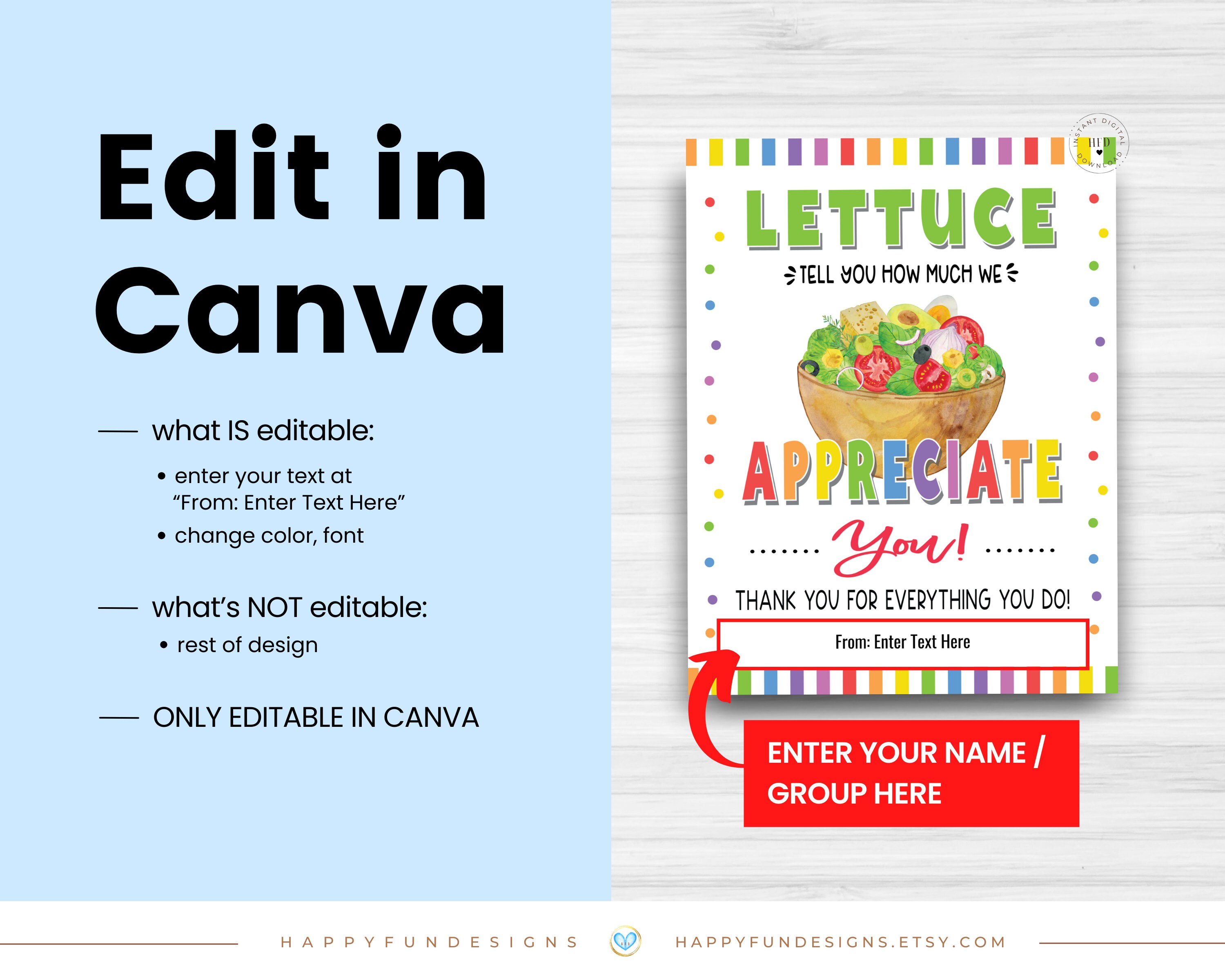 Editable Salad Bar for Teacher Appreciation Printable Salad ...