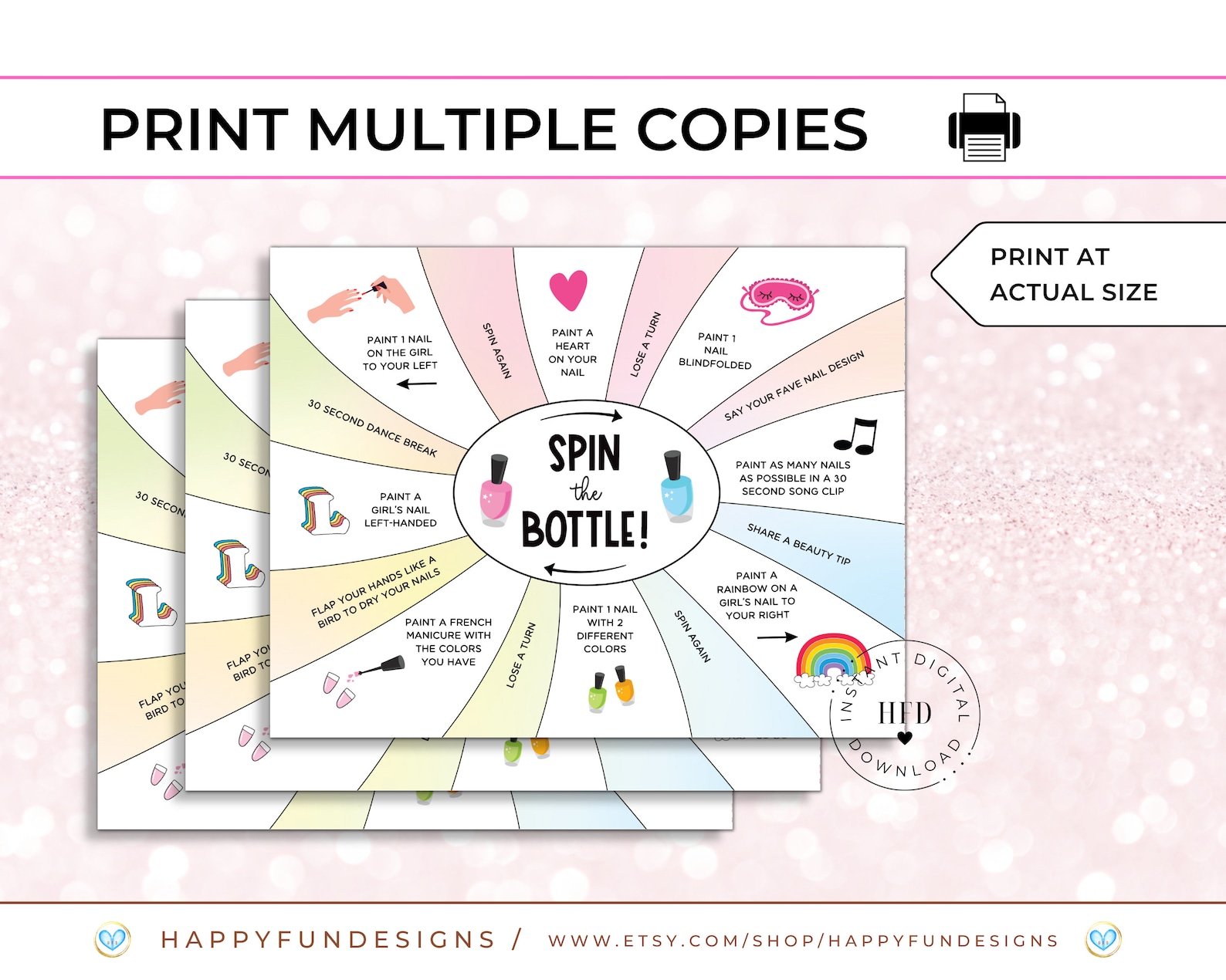 Spin the Nail Polish Game Printable, Spin the Bottle Teen Girl Game ...
