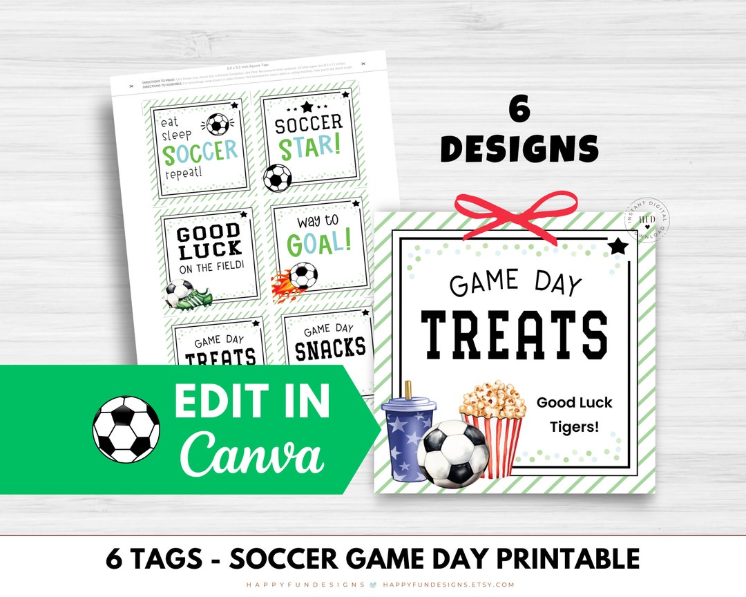 Editable Soccer Team Treat Tag Printable, Soccer Game Day Good Luck ...