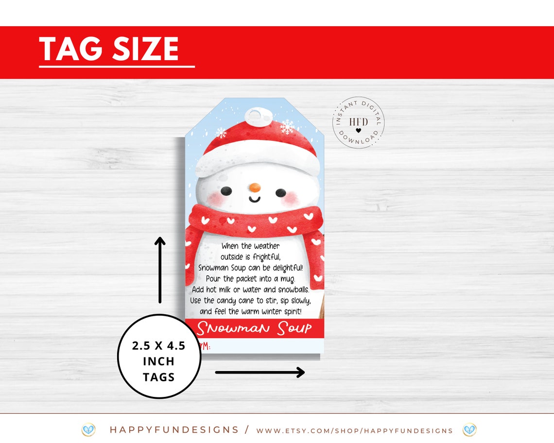 Snowman Soup Tag Printable, Snowman Soup Treat Bag Topper, PTA Thank ...