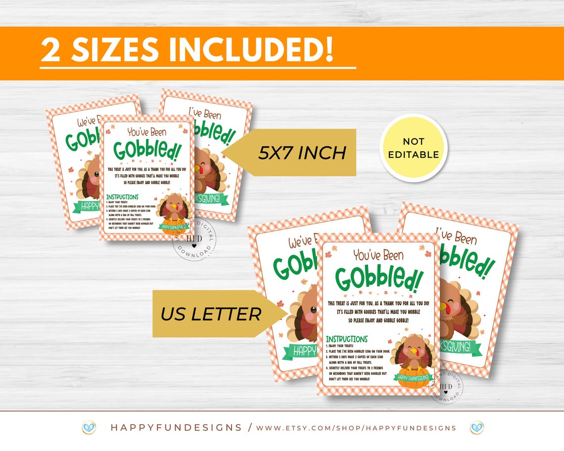 You've Been Gobbled Printable Thanksgiving Teacher Staff Appreciation ...
