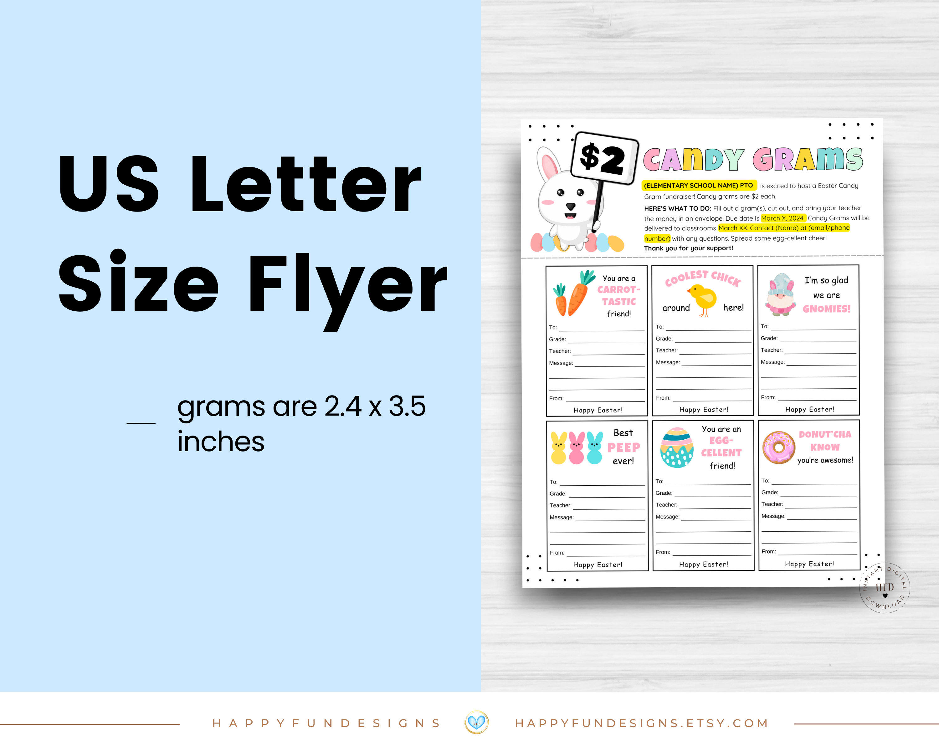 Easter Gram, Easter Bunny Gram School Fundraiser, School Candy Gram ...