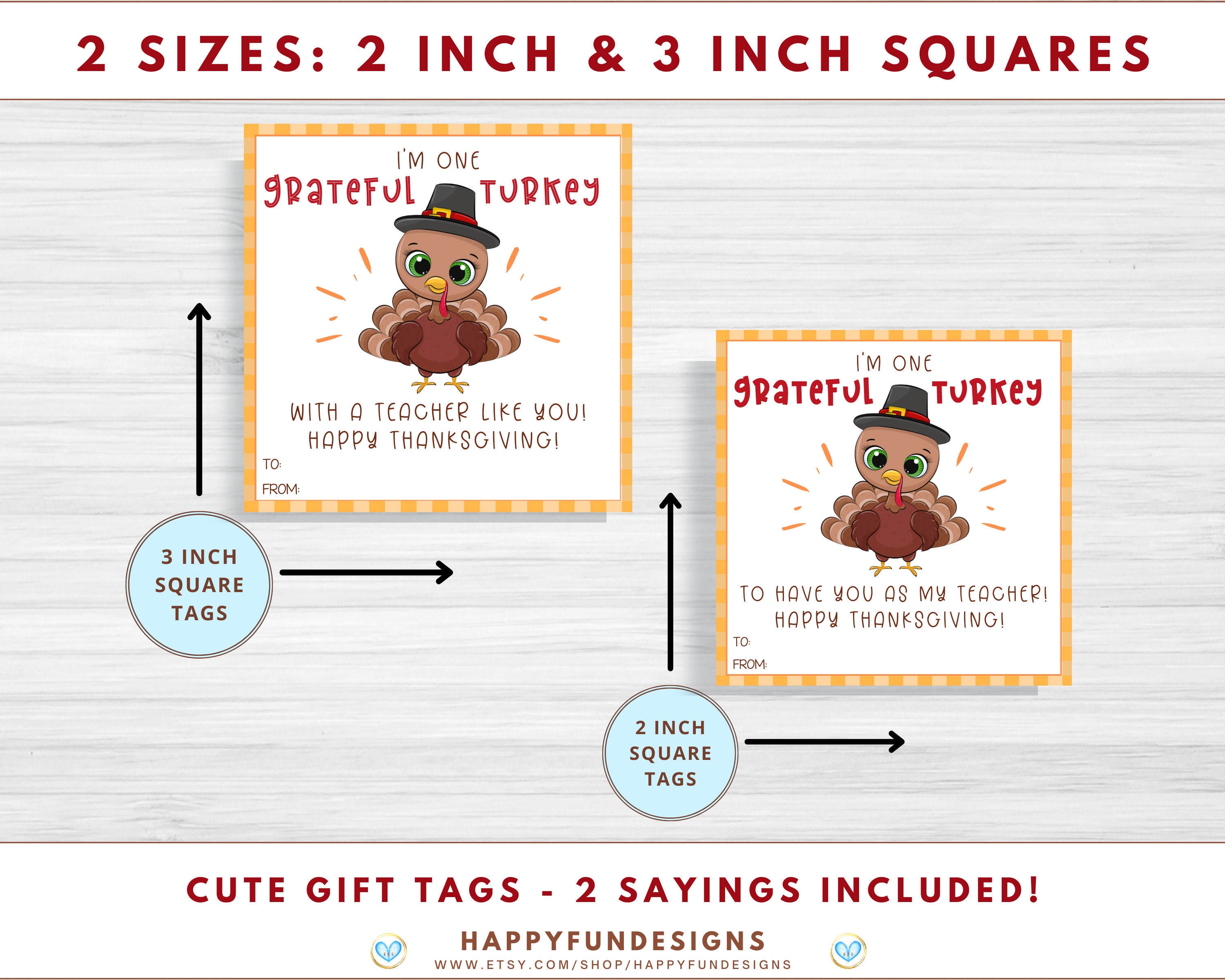 Grateful Turkey Thanksgiving Teacher Appreciation Gift Tags Printable ...