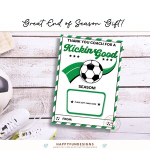 Soccer Coach Thank You Gift Card Holder Printable, Soccer Team Gift ...