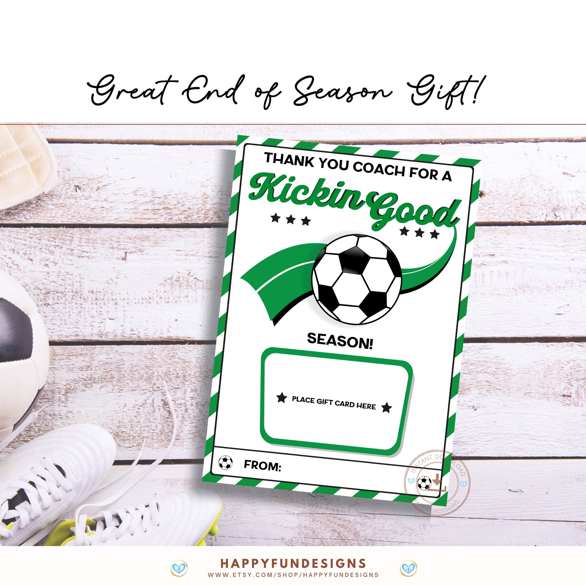 Soccer Coach Thank You Gift Card Holder Printable Soccer Team - Etsy