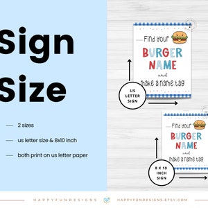 Whats Your Burger Name Game Printable, Kids Backyard Camping Burger ...