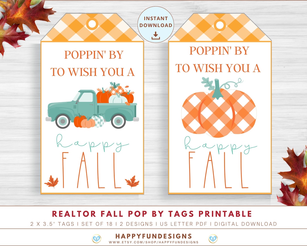 Realtor Pop by Tag for Fall, Pop by Gift Tag Printable, Pop by Ideas ...