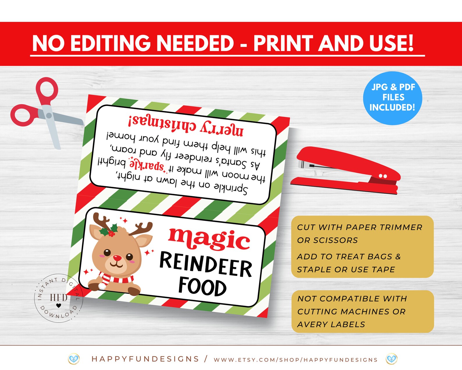Reindeer Food Bag Topper, Magic Reindeer Food Printable Santa Reindeer ...
