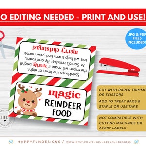 Reindeer Food Bag Topper, Magic Reindeer Food Printable Santa Reindeer ...