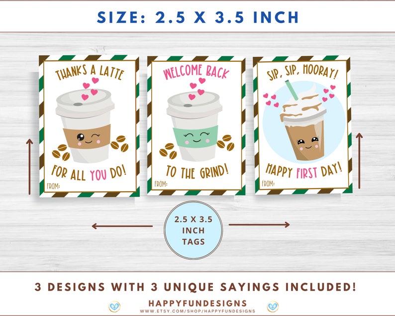 Teacher Appreciation Coffee Gift Tags Printable Thanks a - Etsy