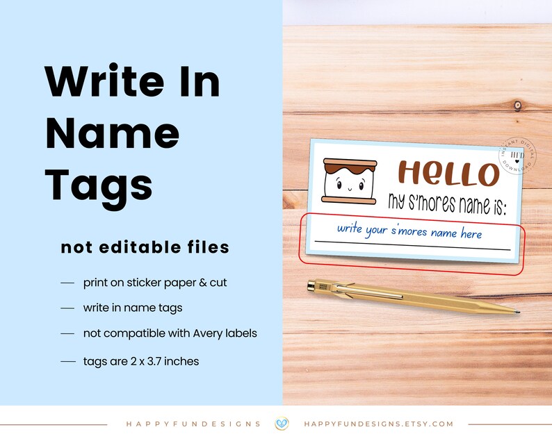 Whats Your Smores Name Game Kit Printable Kids Backyard Camping Smores ...