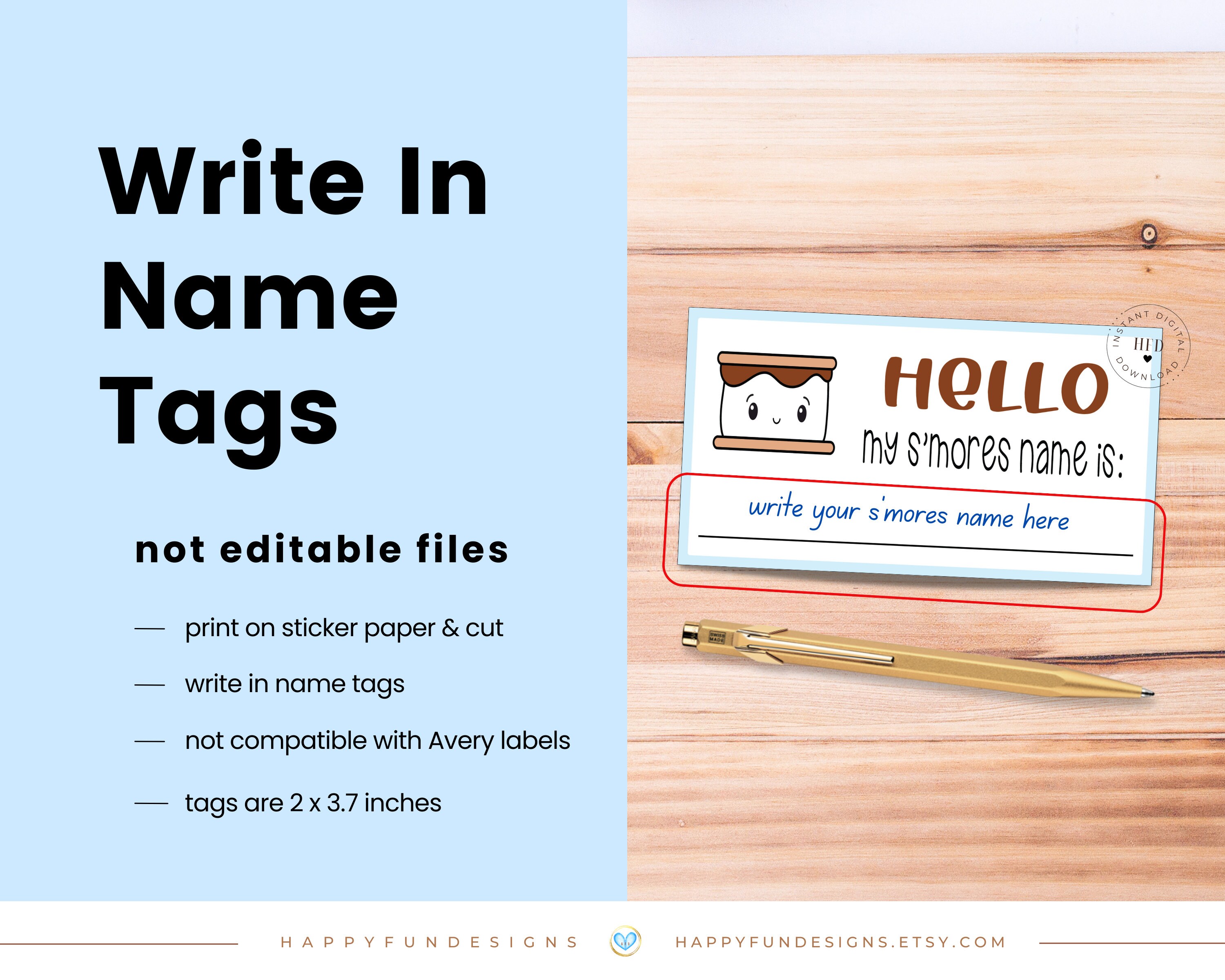 Whats Your Smores Name Game Kit Printable Kids Backyard Camping Smores ...