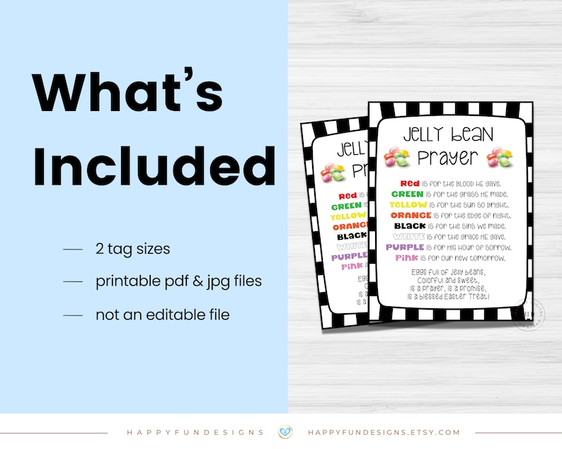 Jelly Bean Prayer Poem Tag Printable, Christian Easter Basket Filler ...